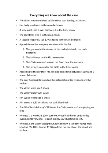 A Christmas Murder Mystery | Teaching Resources