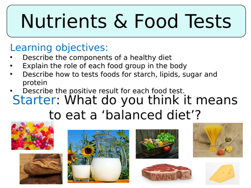 KS3 ~ Year 8 ~ Nutrients & Food Tests | Teaching Resources