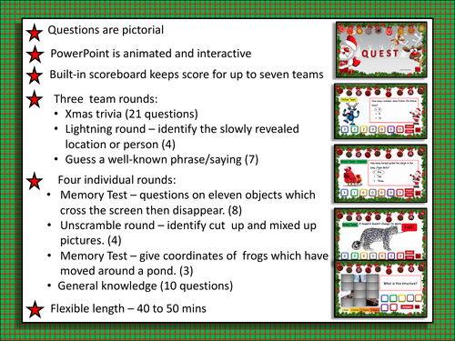 Christmas Team Building Quiz 1 Animated and Interactive for KS3 ...