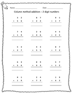 Year 3 / 4 Column method addition - differentiated worksheets - 2 digit ...