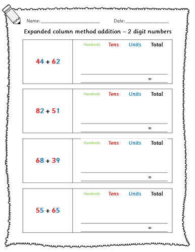 Year 3 / Year 4 Maths: Expanded column method - 2-digits and 3-digits ...