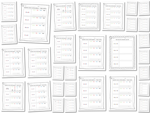 Year 3 / Year 4 Maths: Expanded column method - 2-digits and 3-digits ...