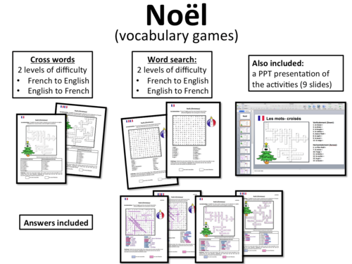 Noel/ Christmas- Word search and Crossword- KS3 French | Teaching Resources