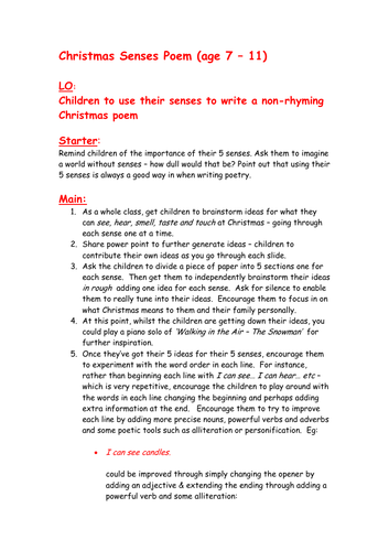 How to Write a Christmas Poem using your Senses KS2 (power point ...