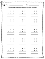 Year 3 / 4 Column method subtraction - differentiated worksheets - 2 ...