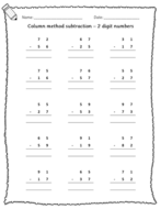 Year 3 / 4 Column method subtraction - differentiated worksheets - 2 ...
