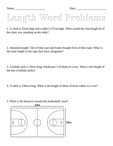Length Word Problems Worksheet | Teaching Resources