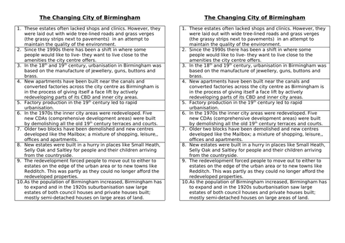 Changing Cities Lesson 4 - Geography Edexcel A | Teaching Resources