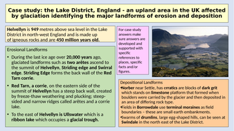 AQA GCSE Geography Glacial Landscape in UK -Lake District, Erosional ...