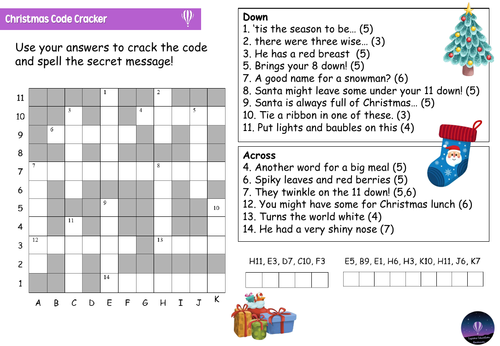 Christmas Code Cracker Crossword FREEBIE | Teaching Resources