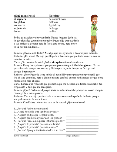 Spanish Conditional Tense Reading: ¡Qué mentiroso! (Condicional ...