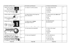 Maths quiz Year 1 | Teaching Resources