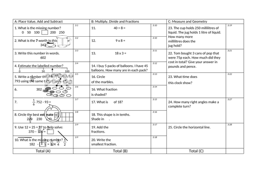 Maths quiz year 3 | Teaching Resources