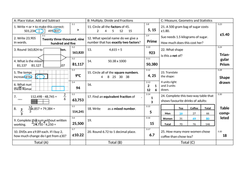 Math quiz Year 5 | Teaching Resources