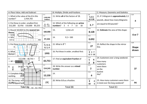 Math quiz Year 5 | Teaching Resources