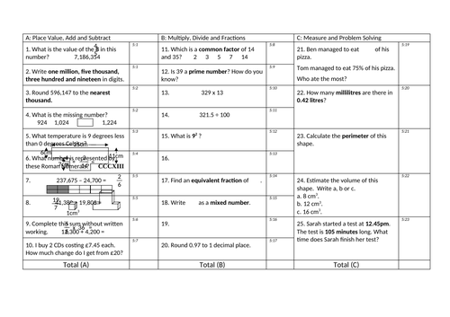 Math quiz Year 5 | Teaching Resources