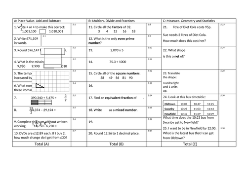 Math quiz Year 5 | Teaching Resources