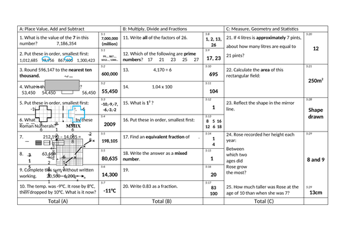 Math quiz Year 5 | Teaching Resources