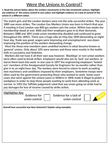 New Unionism: how successful were working class unions? | Teaching ...