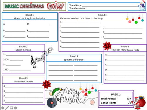 Christmas Music Quiz - Christmas Music | Teaching Resources