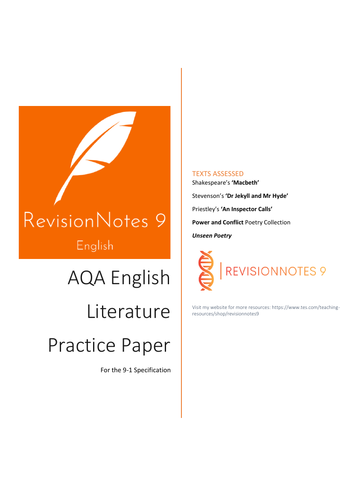 AQA English Literature Sample Papers | Teaching Resources
