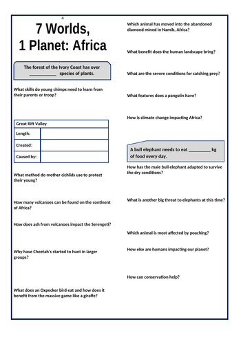 Seven World. One Planet - Africa | Teaching Resources