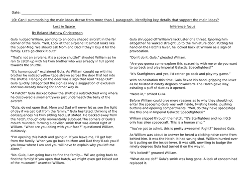 Year 5/ 6 reading comprehension Inference focus | Teaching Resources