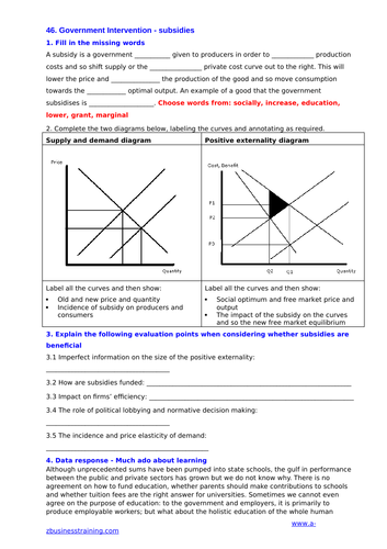 AS Econ Worksheets | Teaching Resources