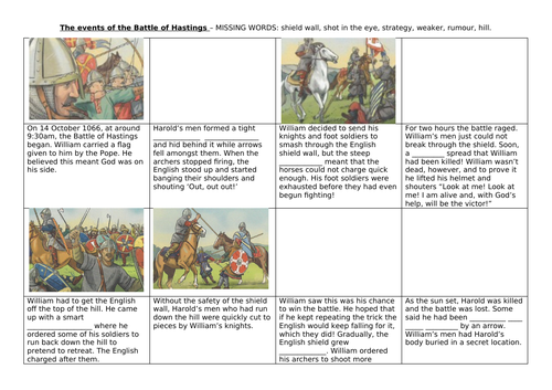 Battle of Hastings comic-book word fill and drawing activity | Teaching ...