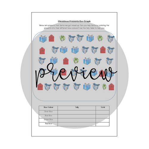 Christmas Data Handling Workbook - Tally Tables, Bar & Pie Charts for ...