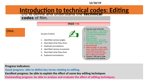 Film Intro to technical codes and Film Form | Teaching Resources