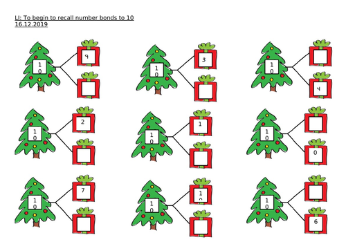 Christmas Number bonds to 10 | Teaching Resources