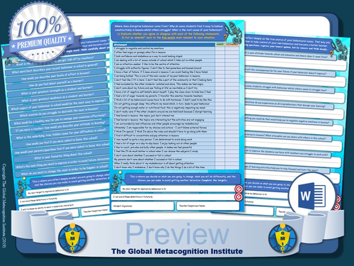 Detention Worksheets (x10) [Behaviour & Discipline Reflections ...