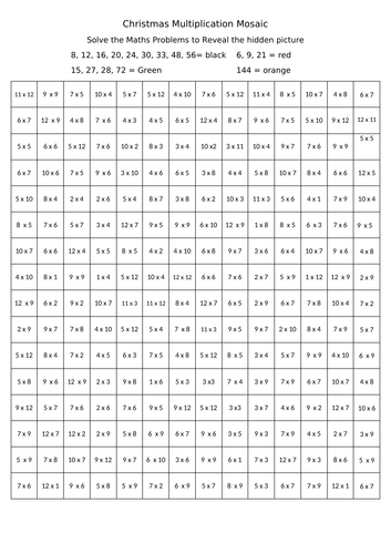 Christmas Maths- Times Table Snowman Mosaic | Teaching Resources