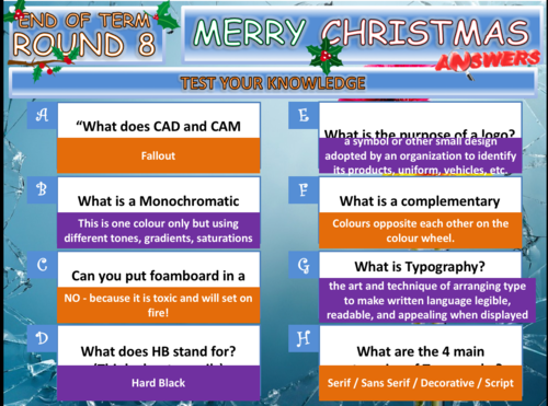 D&T Christmas Quiz | Teaching Resources