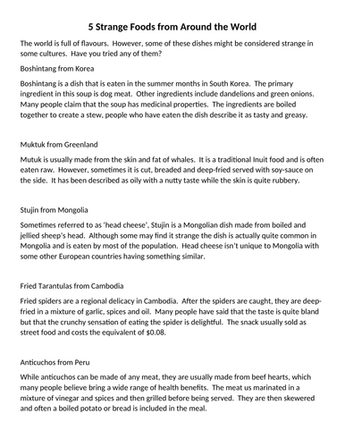 English language - Food and travel full lesson | Teaching Resources