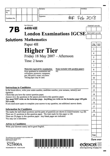 Edexcel Igcse Worked Solutions Teaching Resources