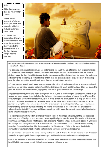'Life of Pi' film studies Unit of Work | Teaching Resources