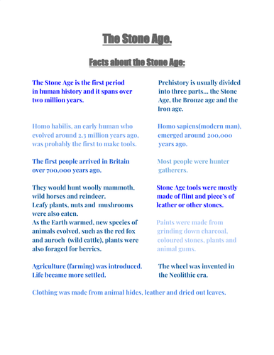 Stone age | Teaching Resources
