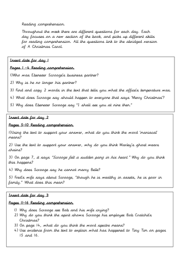 A Christmas Carol KS2 story and worksheets | Teaching Resources