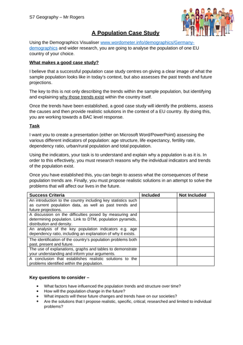 Population Case Study Research Project | Teaching Resources