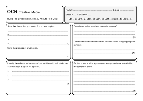 R081 Pop Quiz's | Teaching Resources