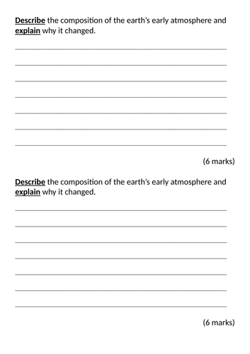 Earth Early Atmosphere Storyboard, Cloze, Exam-Style Questions ...