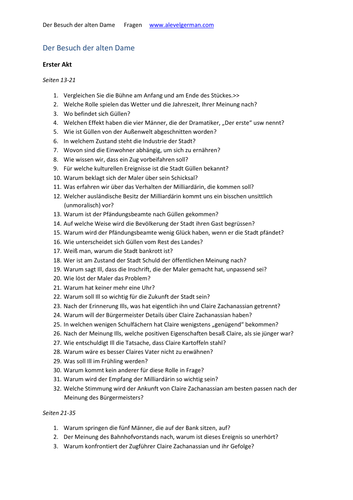 Der Besuch der alten Dame-Friedrich Dürrenmatt | Teaching Resources