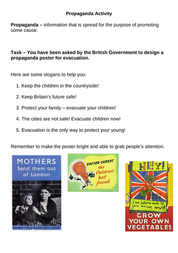 WW2 Propaganda Poster Worksheet | Teaching Resources