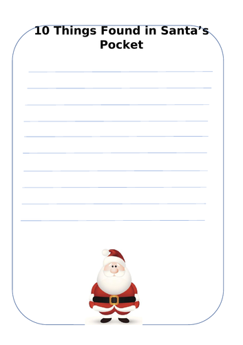 10 Things Found in Santa's Pocket - List Poem Template | Teaching Resources