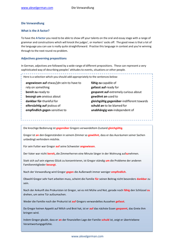 Die Verwandlung - Kafka | Teaching Resources