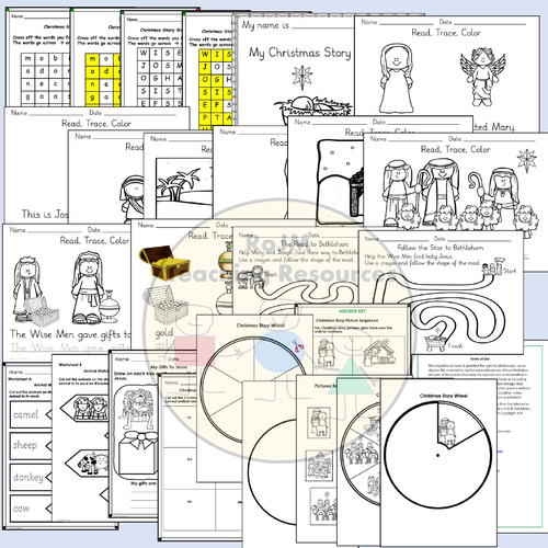Christmas Story Activities Worksheets Story Wheel Sequencing Word ...