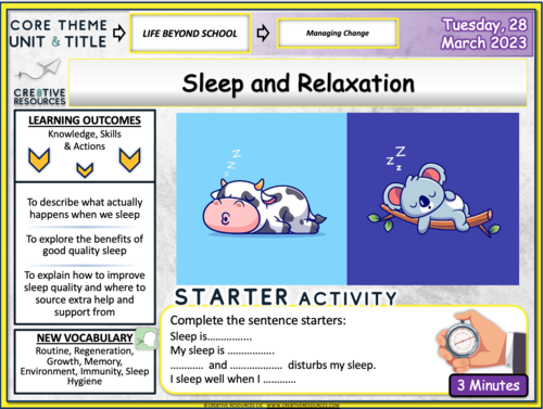 Sleep Quality and Relaxation | Teaching Resources