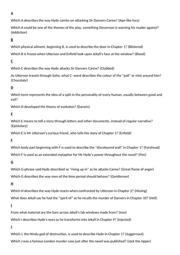 A to Z "Blockbusters" style quizzes | Teaching Resources